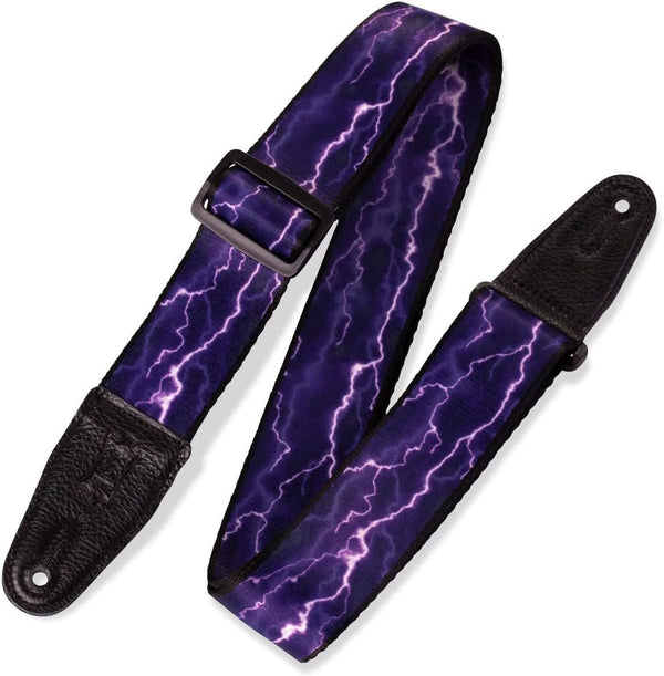 Levy's Purple Lightning Bolt Polyester Guitar Strap - Guitars on Main